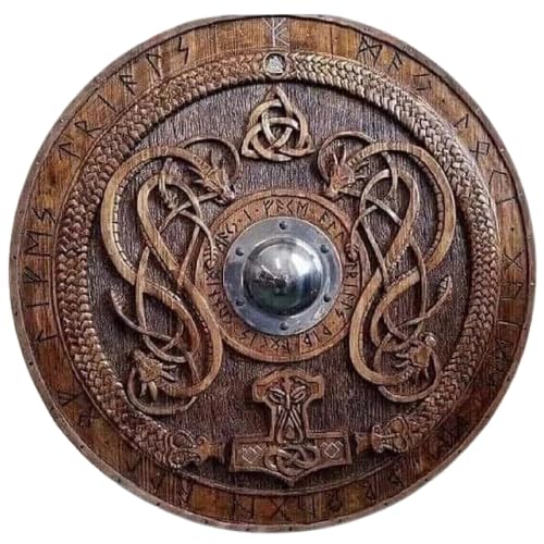 Amazon.com: Viking Shield 24" Wooden Shield Medieval Shield Heavy Metal ...