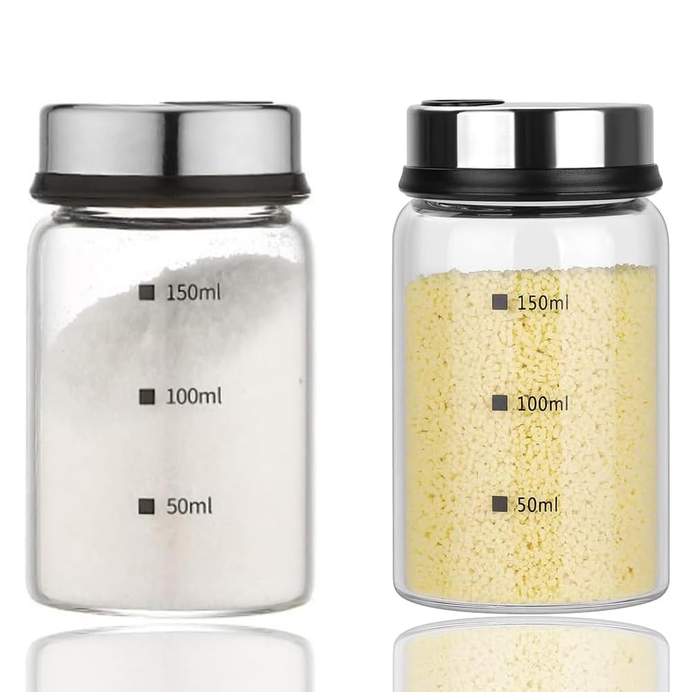 Amazon.com: 2 Pack Salt and Pepper Shakers, 150ml Spice Jars with Shaker lids, Salt Shakers ...