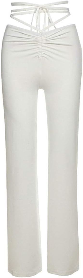 YGHJK Women's Casual High Waist Drawstring Pants Ruched Bandage ...