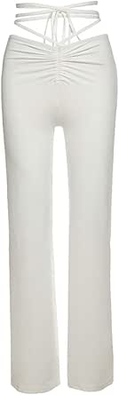 YGHJK Women's Casual High Waist Drawstring Pants Ruched Bandage ...