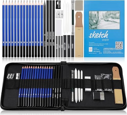 Corslet 36 Pc Art Sketching Kit Graphite Charcoal Drawing Pencil Set ...