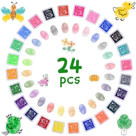 Vicloon Stempelkissen Set, 24 Farben Abwaschbar Fingerstempel, Ungiftig ...