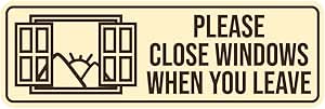Amazon.com: Standard Please Close Windows When You Leave Sign (Ivory ...