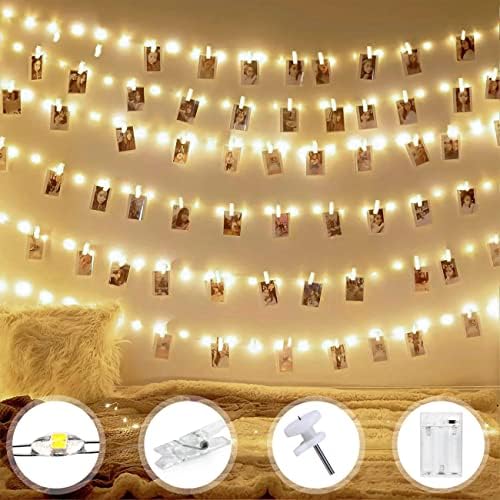 33FT Photo Clip String Lights, USB Operated 100 LED Fairy Lights with ...