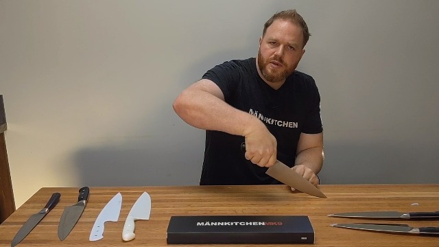 Watch Chef Knife for Big Hands MANNKITCHEN MK9- Wide 9 Inch Blade on ...