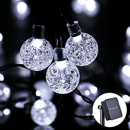 Amazon.com: Icicle Solar String Lights, 20ft 30 LED Solar Powered Fairy ...