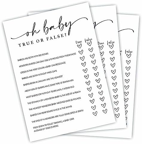 Amazon.com: 30 True Or False Cards - Baby Shower Game & Activity - 5"X7 ...