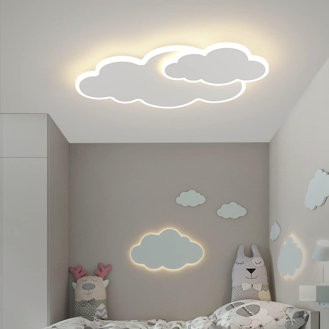 Lámpara de techo Nube LED 3D de 50 cm con 2 nubes, lámpara de araña ...