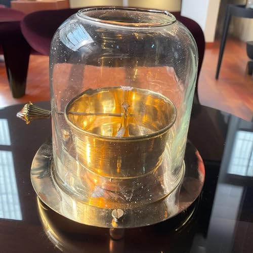 Buy Vedic Mantra Brass Akhand Diya 5.5" with Rotating Bati and Glass Cover | Long-Lasting Oil ...