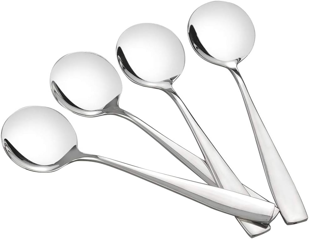 Amazon.com: HOMMP 16-Piece Soup Spoons, Round Stainless Steel Bouillon ...