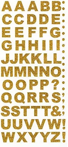15mm Bold Gold Glitter Self Adhesive Alphabet Sticker Letters Craft ...