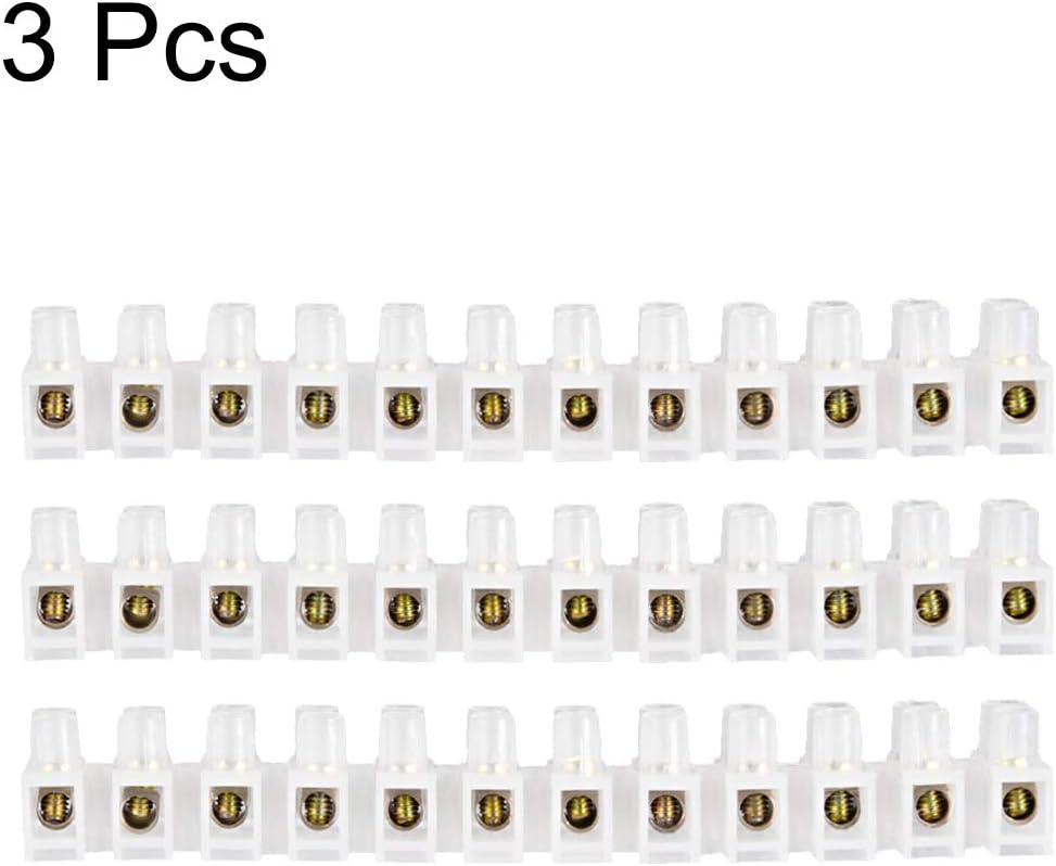 uxcell Terminal Strip Screw Terminal Barrier Block 20A 12 Position Dual ...