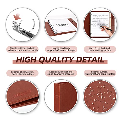 Snapklik.com : Ospelelf Vintage Hardcover 3 Ring 1 Inch Leather Binder ...