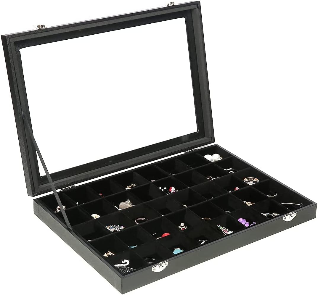 Amazon.com: GISK Black 40 Grid Jewelry Organizer Display Box with ...
