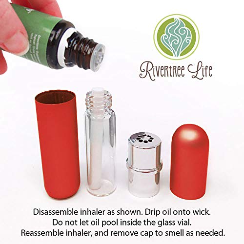 Red Aluminum and Glass Empty Essential Oil Personal Nasal Inhaler ...