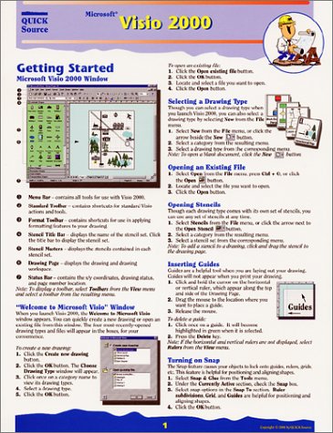 Microsoft Visio 2000 Quick Source Reference Guide: Quick Source ...