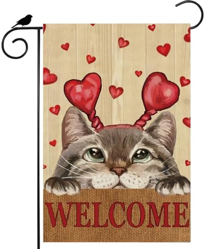 Amazon.com : BLKWHT Valentines Cats Garden Flag 12x18 Vertical Double ...
