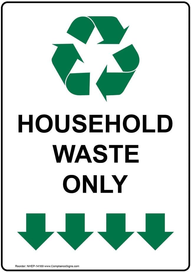 Amazon.com: ComplianceSigns.com Vertical Household Waste Only Sign ...