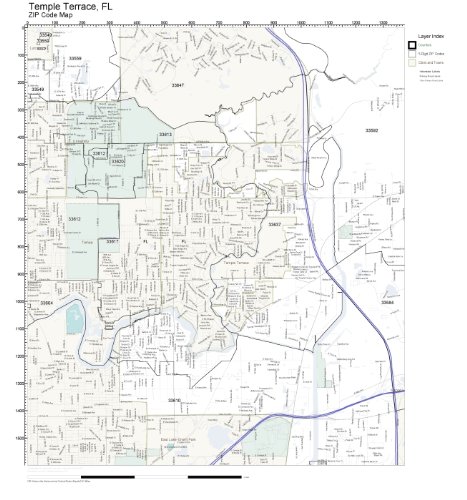 Amazon.com : ZIP Code Wall Map of Temple Terrace, FL ZIP Code Map ...