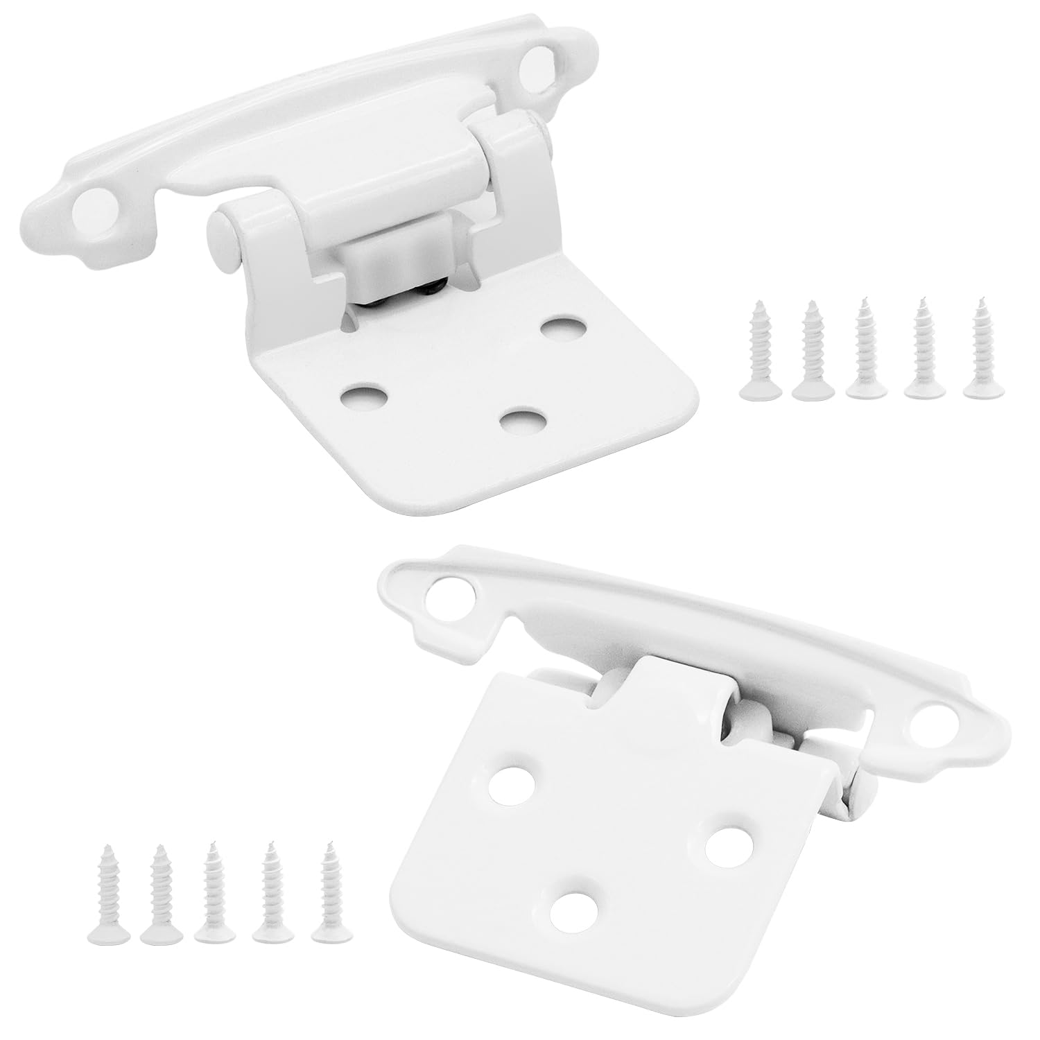 1/2" White Overlay Cabinet Hinges, 30 Pack (15 Pairs) Self Closing ...