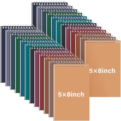 Amazon.com : Fuutreo 24 Pcs 5'' x 8'' Top Bound Spiral Notebooks Office Steno Book Durable ...