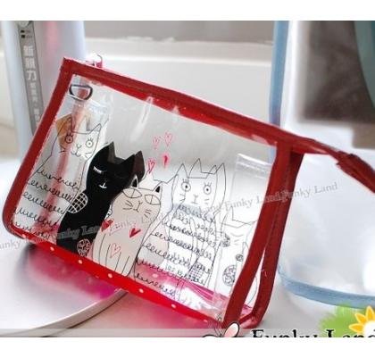 Amazon.com: Japan Neko Mania Cat Plastic Girl Cosmetic Bag New B3