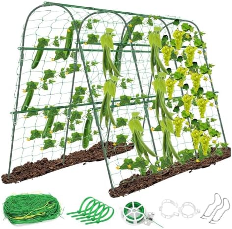 Amazon.com : Premium Cucumber Trellis for Raised Beds - 64"×48" U ...