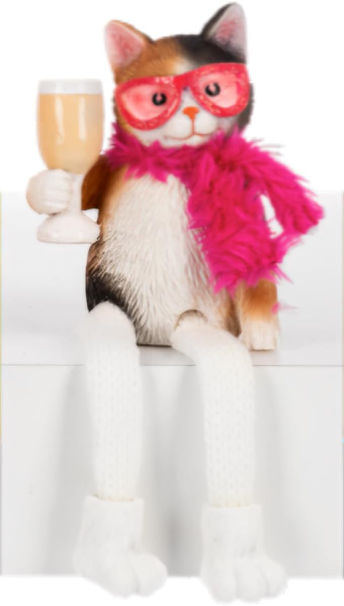 Amazon.com: Ganz Purrfectly Chic Cats - Shelfsitters (Chic Cat Wine ...