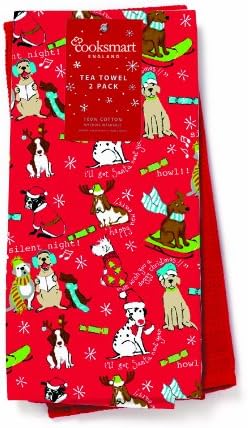Cooksmart Dogs Christmas Tea Towel, 3 Pack : Amazon.co.uk: Home & Kitchen