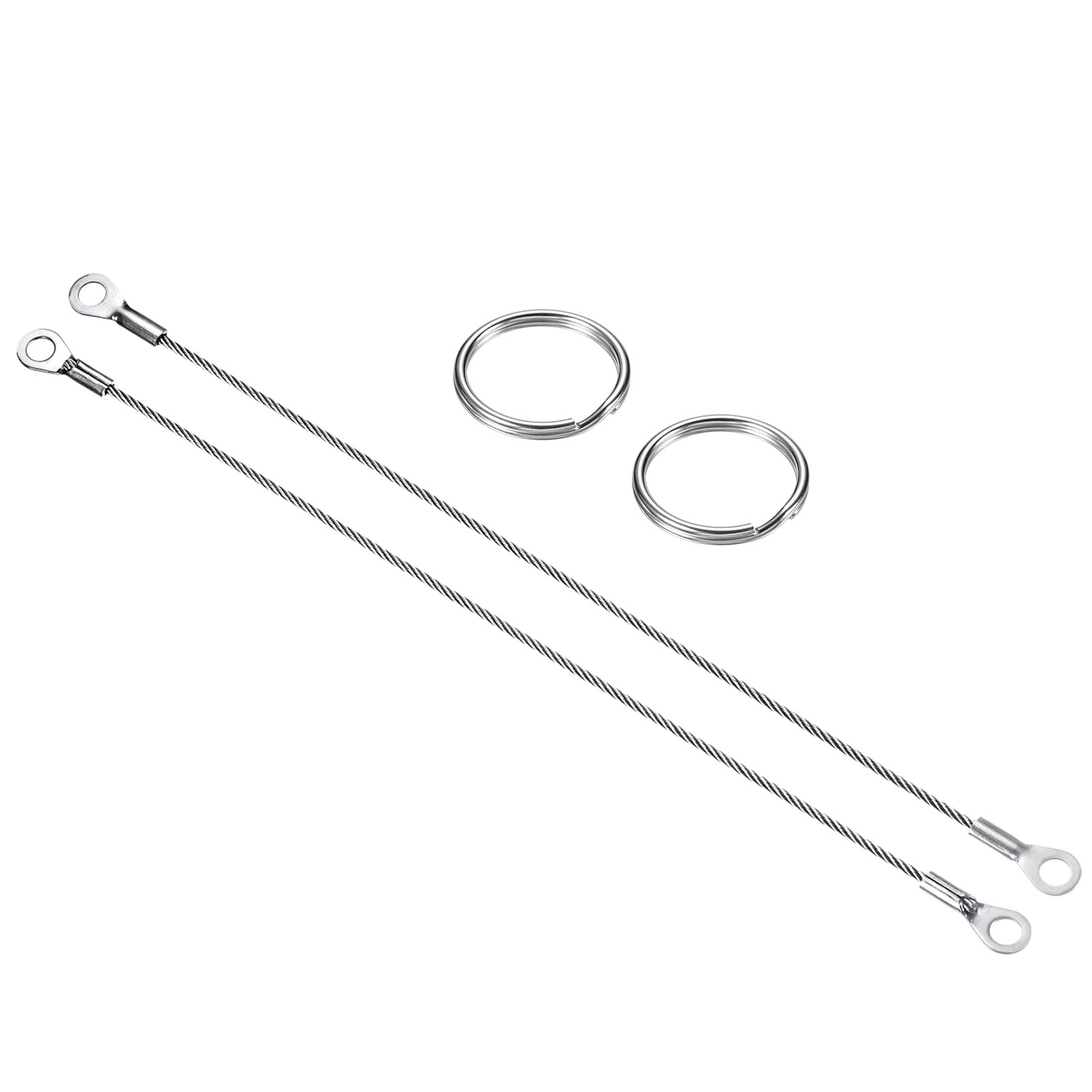 PATIKIL Stainless Steel Lanyard Cable 2mmx20cm, 6 Pack Eyelets Ended ...