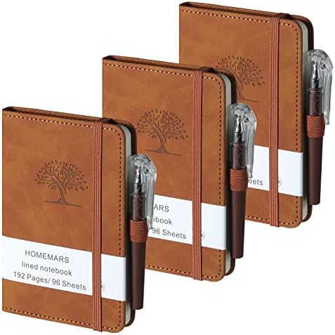 Amazon.com : HOMEMARS Small Notebook, Pocket Notebook, 3 Pack with Pen ...