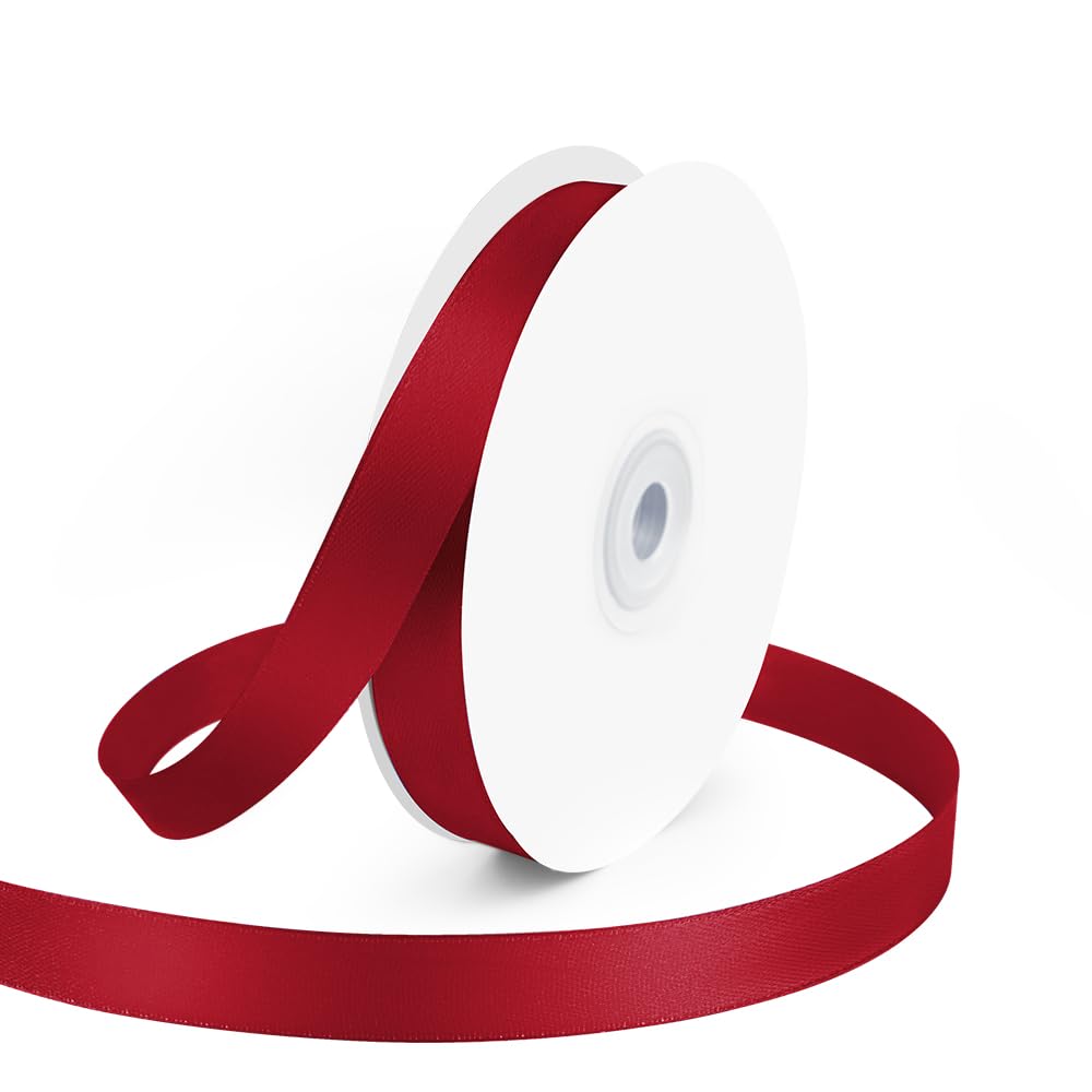 Amazon.com: KMER LIFE 5/8" Wide x 50 Yards Wine Red Single Faced ...