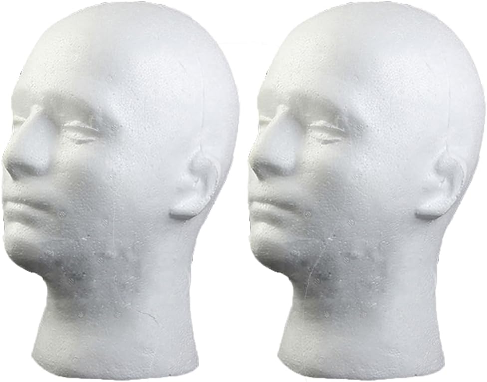 2pc Male Styrofoam Foam Mannequin Head Stand Model Display Wig ...
