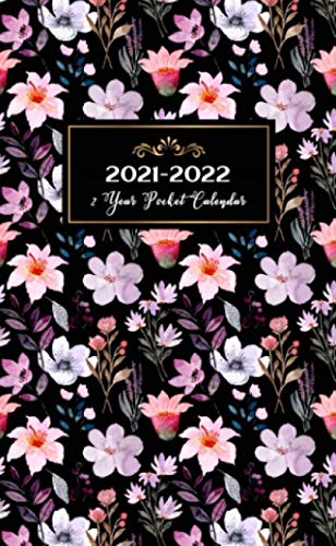 2021-2022 2 Year Pocket Calendar: Pink Purple Flower,24 Month Planner ...