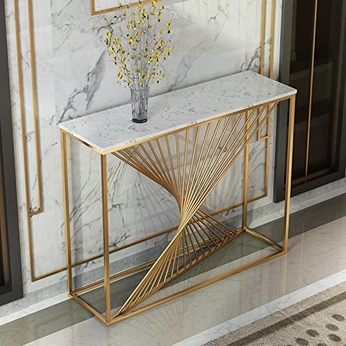 Simon Split Metal Console Table with Marble Top for Luxury Apartments ...