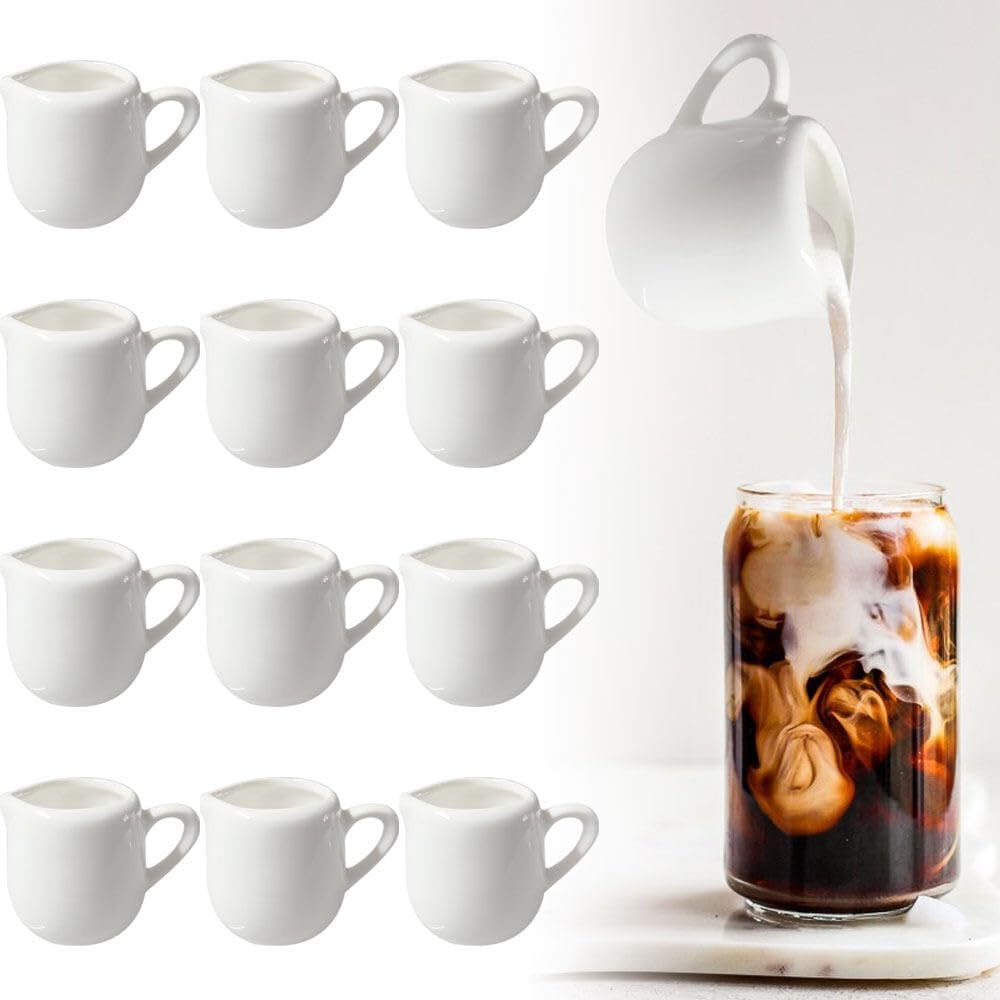 Chef-Hub White Ceramic Mini Milk Jug, Milk Creamer Pitcher Sauce, Syrup ...