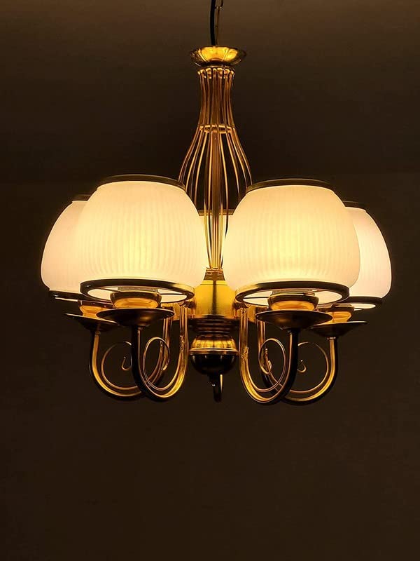 Buy Fioca Golden Modern Asthatic 5 Decorative Glass Jhoomer/chandlier ...