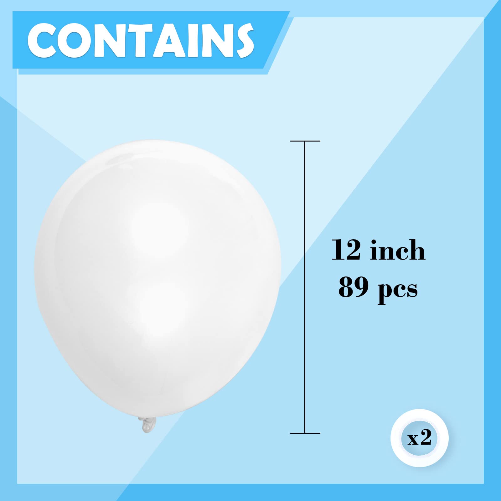 Snapklik.com : White Balloons 12 Inch - 89Pcs Latex Party Balloons Arch ...