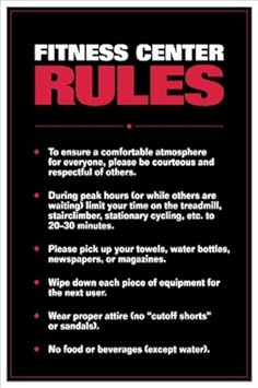 Fitness Center Rules - 24" x 36" Laminated Poster : Amazon.in: Home ...
