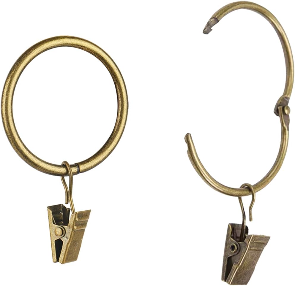 Amazon.com: 40 Pcs Openable Curtain Clips with Rings Antique Brass 1 ...