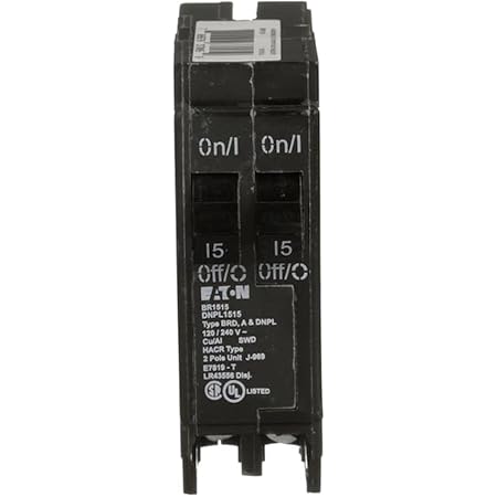 Eaton Corporation Br1515 Single Pole Tandem Circuit Breaker, 120V, 2-15 ...