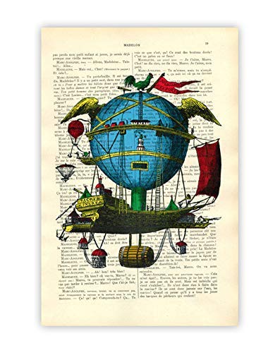 Amazon.com: Colorful hot air balloon art print, whimsical balloon with ...