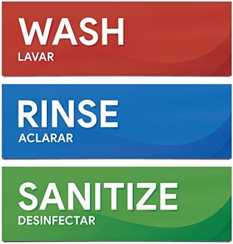 Amazon.com: All Quality Standard WASH RINSE SANITIZE Sign Set of 3 Bay ...