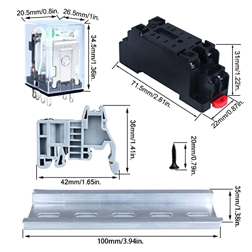 DIANQI 2Pcs HH52P 12VDC 8-Pin 5A Coil Electromagnetic Power Relay DPDT 2NO+2NC with LED ...