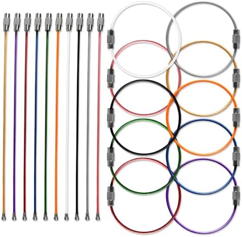 Swpeet 45Pcs Metal Wire Keychains Kit, 5 Colors and 3 Sizes Cable ...