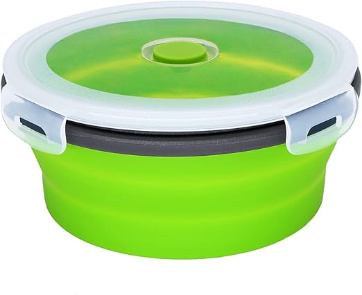 NA Portable Camping Bowl, Portable Silicone Bowl Green Collapsible Bowl ...