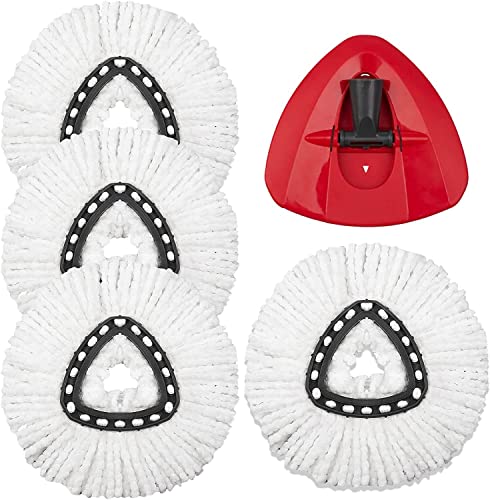 4 Pack Mop Replace Head with 1 Rotating Mop Base Compatible with O ...
