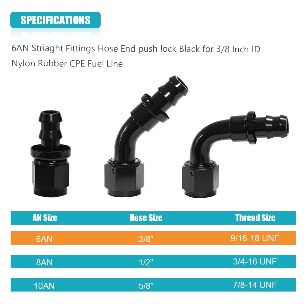 Snapklik.com : 8AN 90 Degree Push Lock Hose Fitting Female Swivel Push-on Adapter/Lock Hose Barb ...