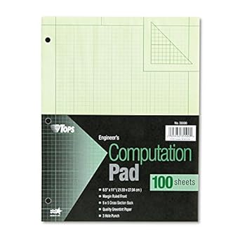 Tops 35500 Engineering Comp Pads, 3HP,Rld,100 Sh,8-1/2-Inch x11-Inch,GN ...
