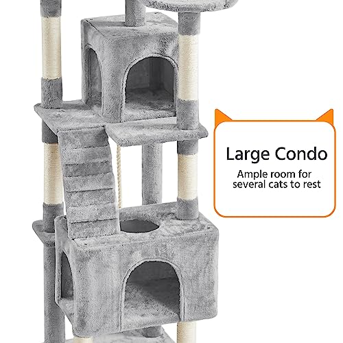 Snapklik.com : XL Cat Tree, 72in Multi-Level Cat Tower W/ 2 Cozy Caves ...